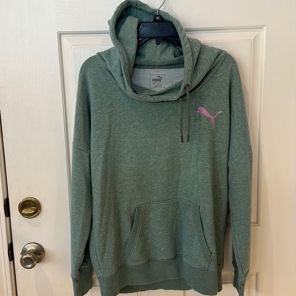 Puma | Tops | Puma Green Sweatshirthoodie With Through Front Pocket And ...